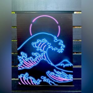 Art | Cute Neon Poster Scroll Tidal Wave Japanese Style Retro Stylish ...